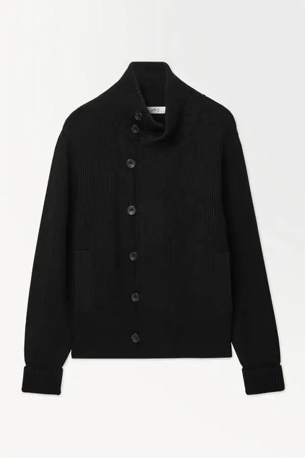 Cos The Funnel-neck Knitted Wool Jacket - Black | Editorialist