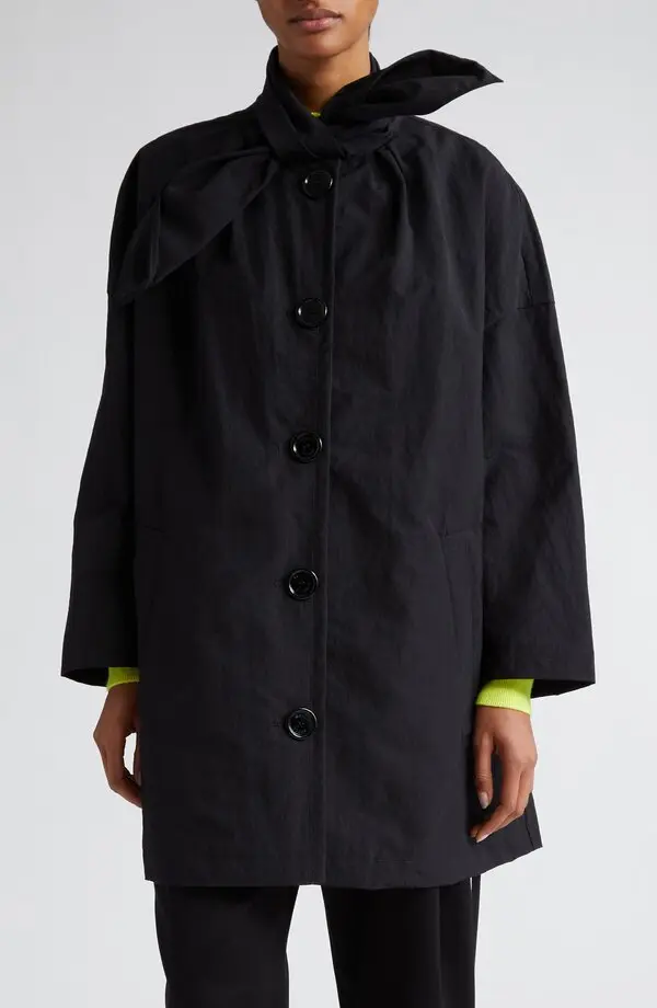 meryllrogge◆bandanna trench coat Meryll Rogge Bandana Collar Nylon Taffeta Trench Coat In Black