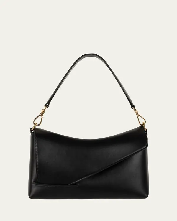 WANDLER Oscar Flap Leather Shoulder Bag - Black
