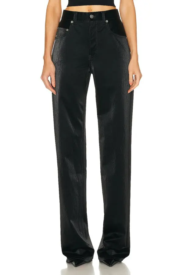 Saint Laurent Wide Leg Jeans - Crinkle Black