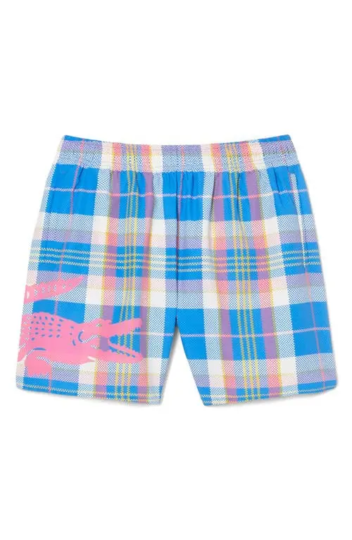 Lacoste Plaid Swim Trunks