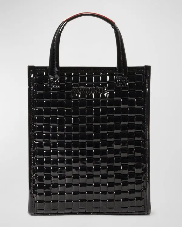 Mz Wallace Micro Woven Patent Box Tote Bag - Black