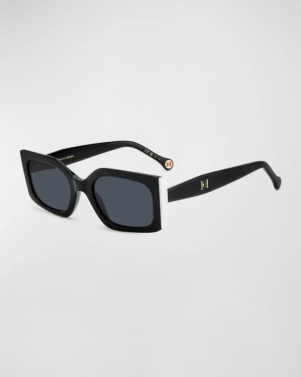 Carolina Herrera Contrasting Rectangle Sunglasses - Blck Whte