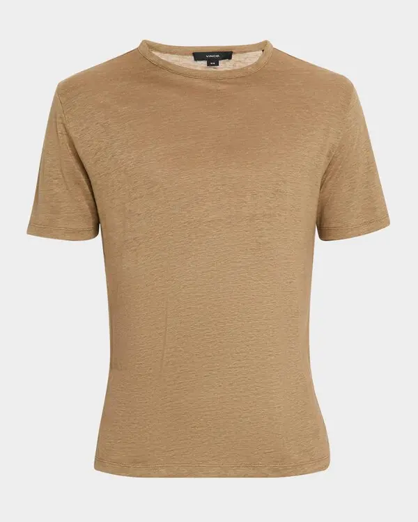 Vince Solid Linen T-shirt - Caramel Desert