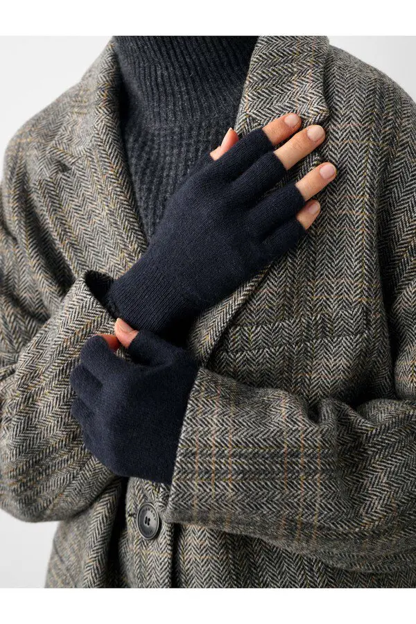 Buy White + Warren Cashmere Fingerless Glove Navy At 16 Off