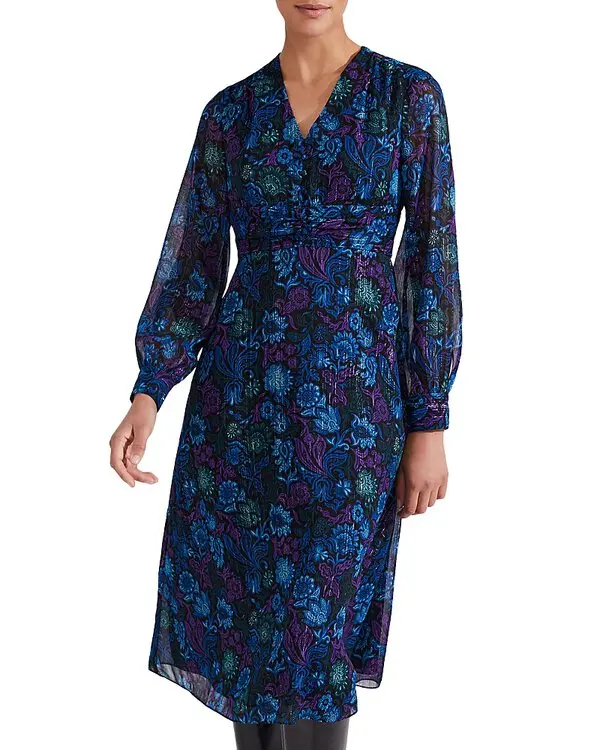HOBBS LONDON Saffron Floral Print Midi Dress