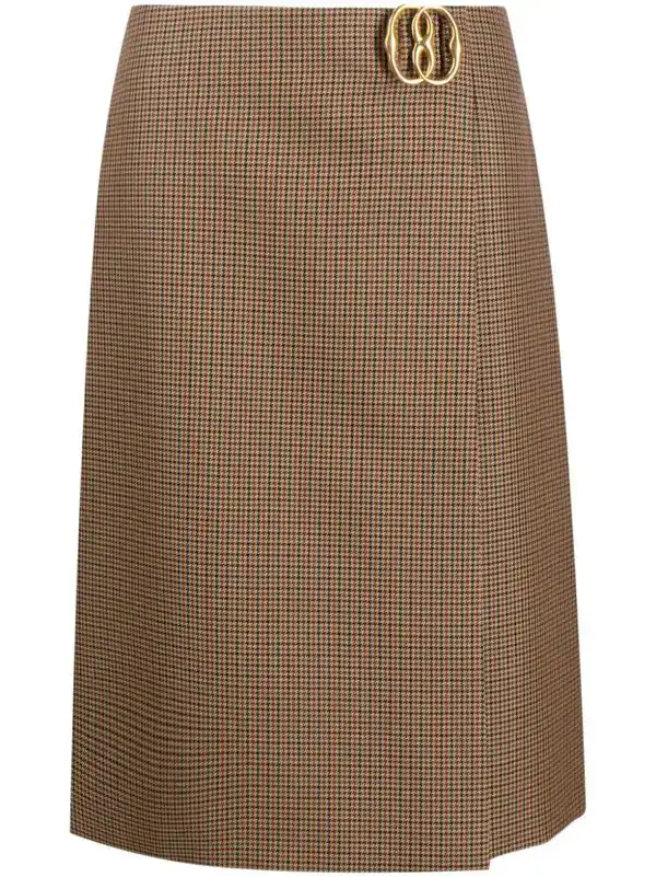 Bally Logo-plaque Check-pattern Skirt - Brown | Editorialist
