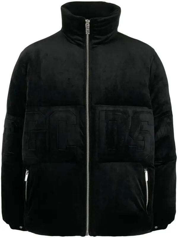 Gcds Logo-embossed Velvet Padded Jacket
