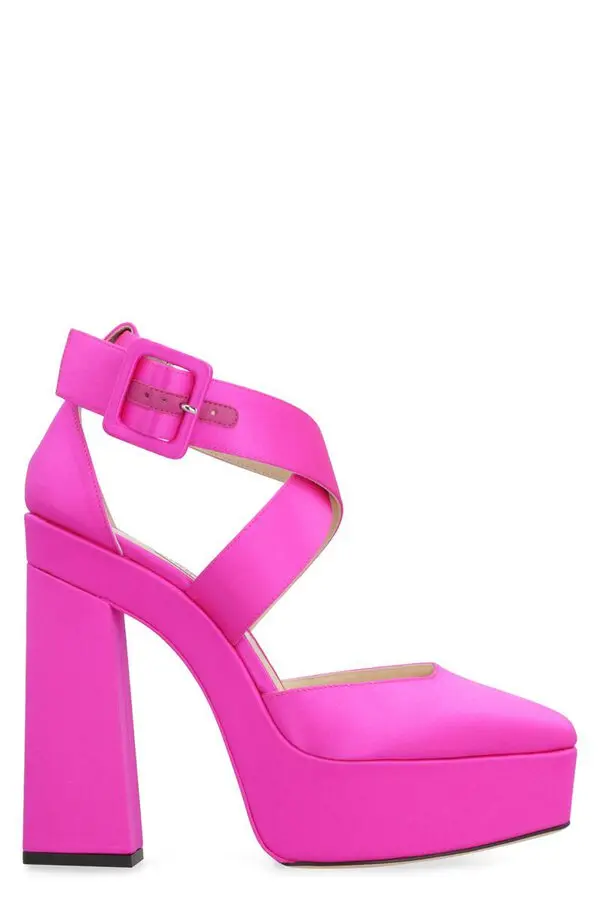 Buy JIMMY CHOO Gian Satin Sandals - Fuchsia At 33% Off | Editorialist