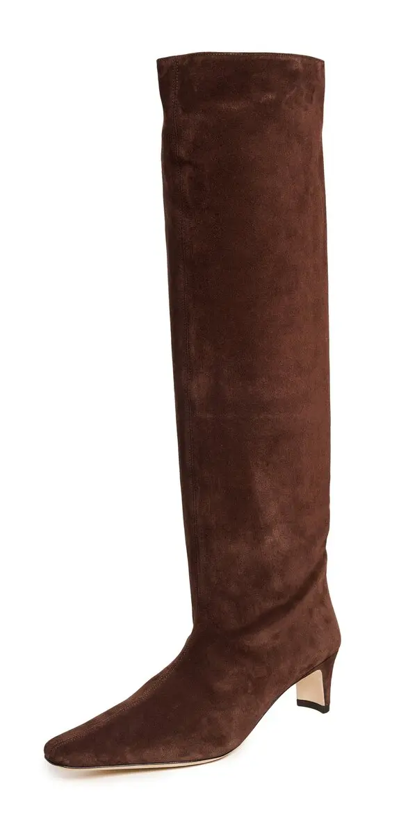 Staud Wally Knee High Boots - Mahogany
