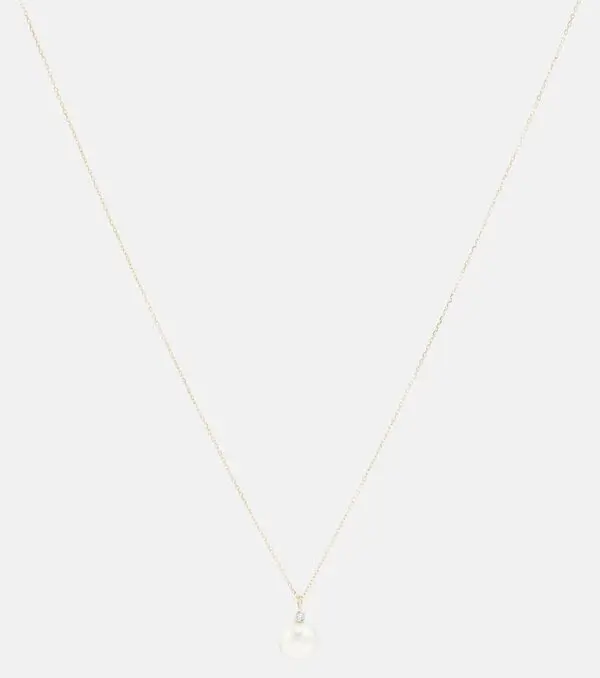 Mateo Dot 14kt Necklace With Diamond And Pearl - Gold