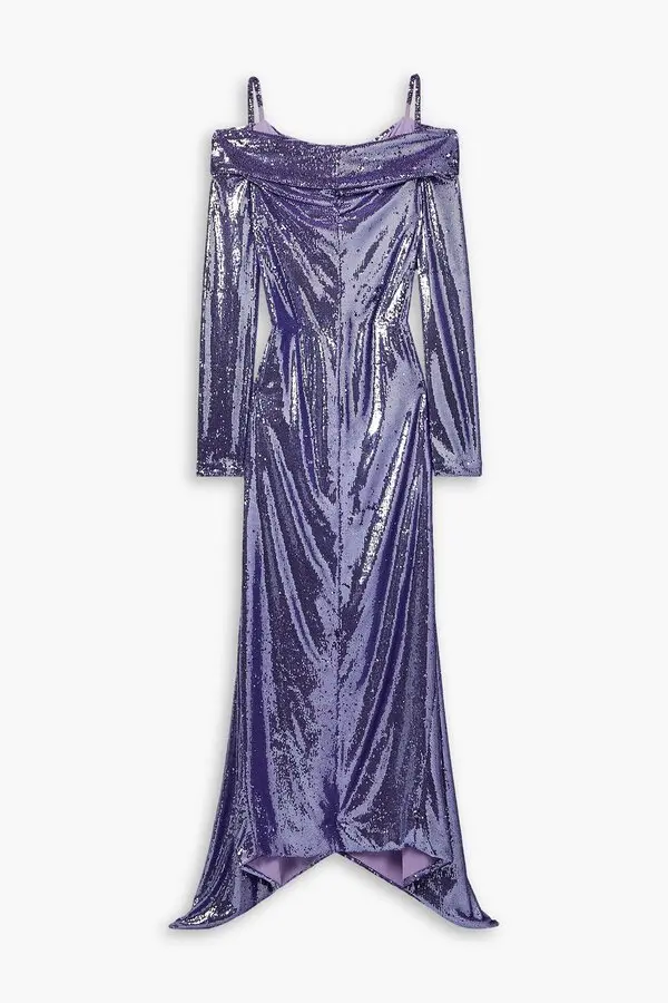 Attico Cold-shoulder Sequined Gown - Lavender