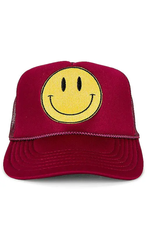 Buy Friday Feelin Smiley Hat In Burgundy - Maroon At 20% Off | Editorialist