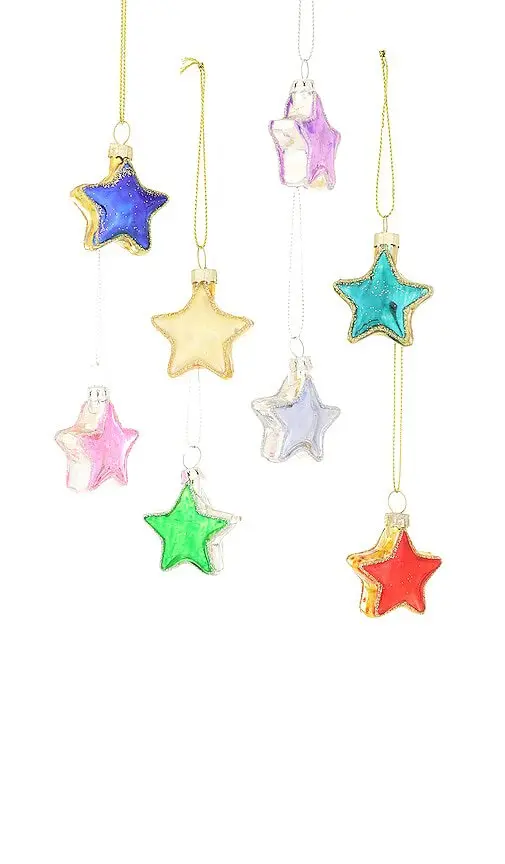 CODY FOSTER & CO Festive Stars Ornament Set Of 8 In Pink
