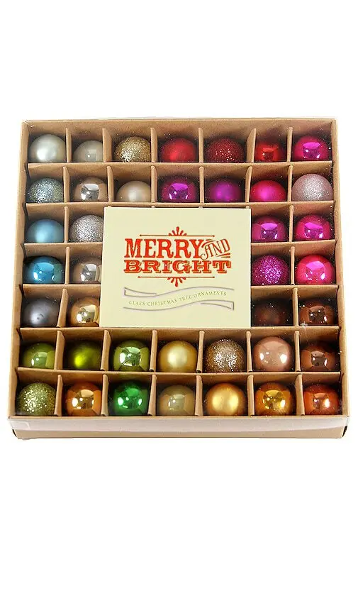 CODY FOSTER & CO Merry & Bright Boxed Ornament Set In Pink