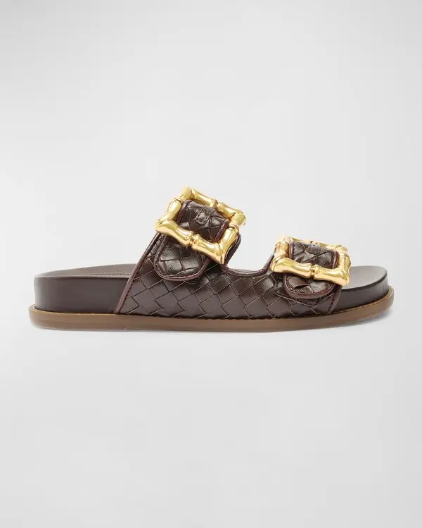 Schutz Enola Dual-buckle Slide Sandals - Dark Chocolate