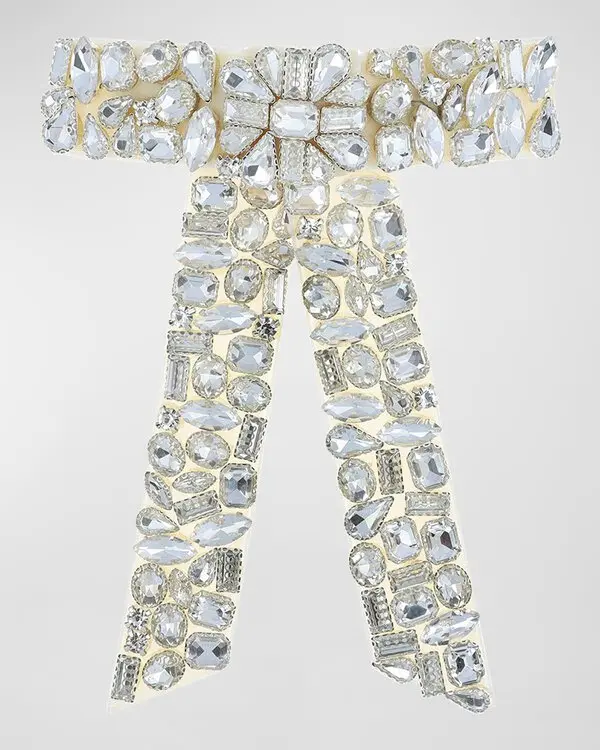 L. Erickson Melanie Embellished Bow Barrette - Crystal