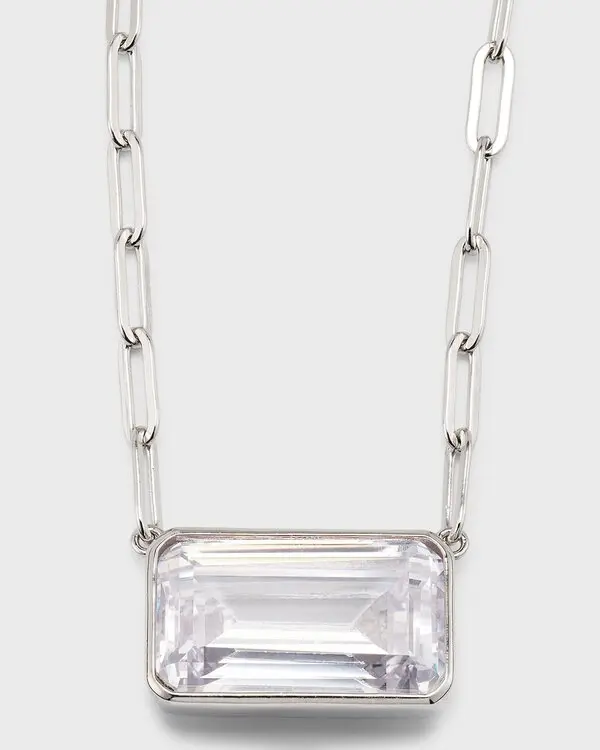 KENNETH JAY LANE Sterling Emerald And Zirconia Chain Necklace