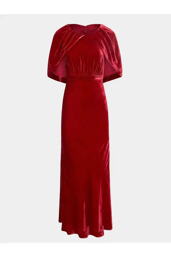 Saloni Celeste Long Dress - Red | Editorialist