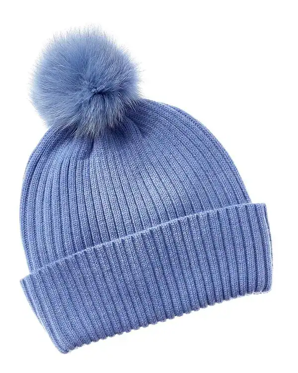 Buy Sofia Cashmere Ribbed Cashmere Hat - Blue At 48% Off | Editorialist