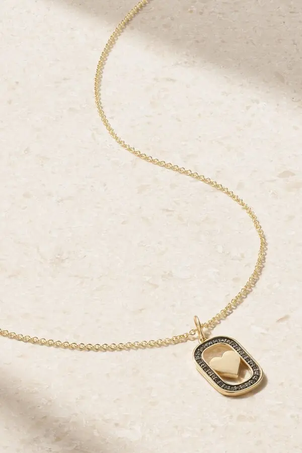 SYDNEY EVAN Heart Open Icon Charm Diamond Necklace
