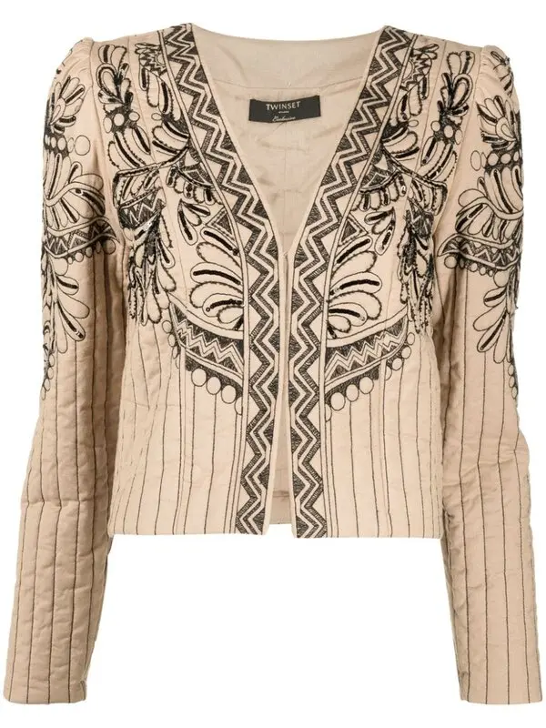 TWINSET Graphic-embroidered Quilted Jacket