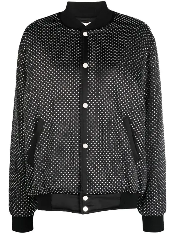 P.a.r.o.s.h Crystal-embellished Bomber Jacket - Black