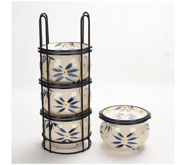 TEMP-TATIONS Old World 9-piece Stack-a-bowls With Wire Rack