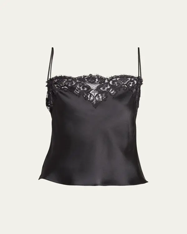 Stella McCartney Lace-trimmed Satin Tank Top - Black