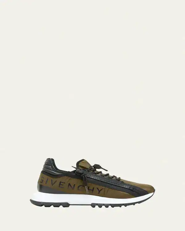 Givenchy Spectre Side-Zip Logo Runner Sneakers - Khaki/Black | Editorialist