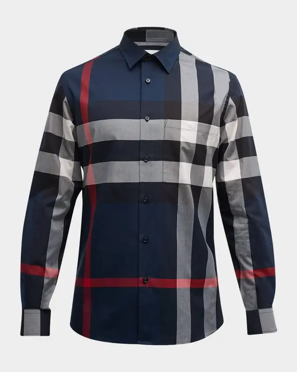Burberry Summerton Check Button-down Shirt - Navy Ip Check
