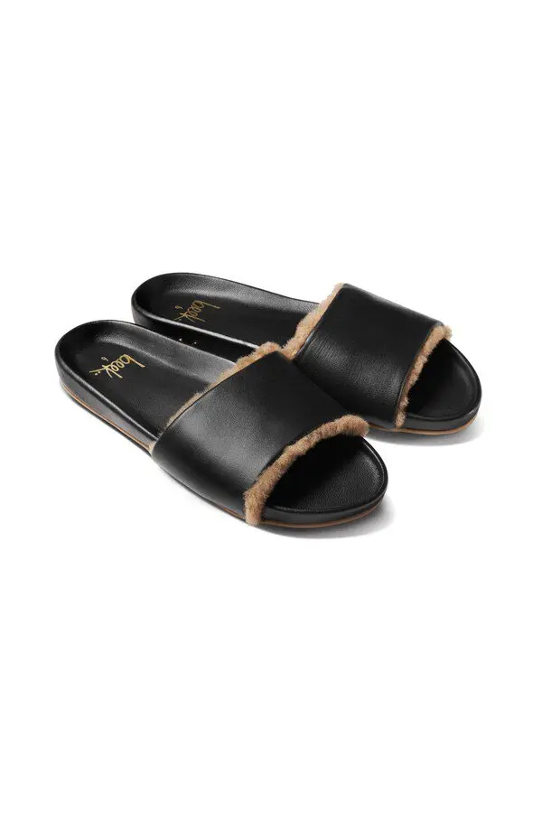 Beek Gallito Shearling Slides - Black