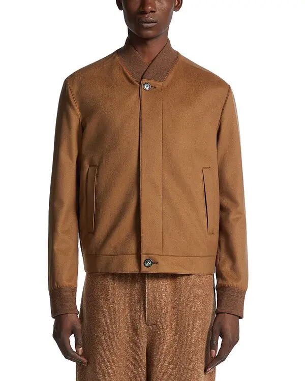 Zegna Oasi Cashmere Elements Bomber Jacket - Dark Beige