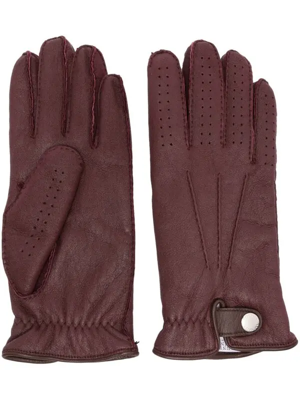 Brunello Cucinelli Perforated Leather Gloves - Red