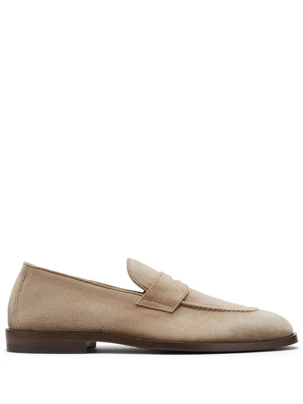 Brunello Cucinelli Suede Penny Loafers - Neutrals