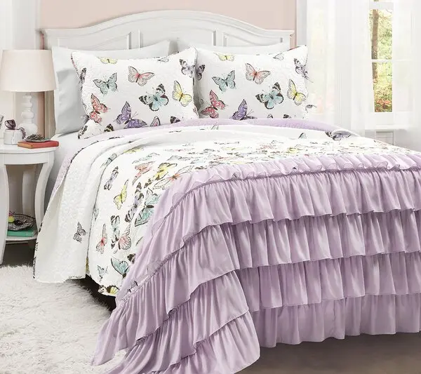 LUSH DECOR Butterfly Oversized 2pc Twin Quilt S Et