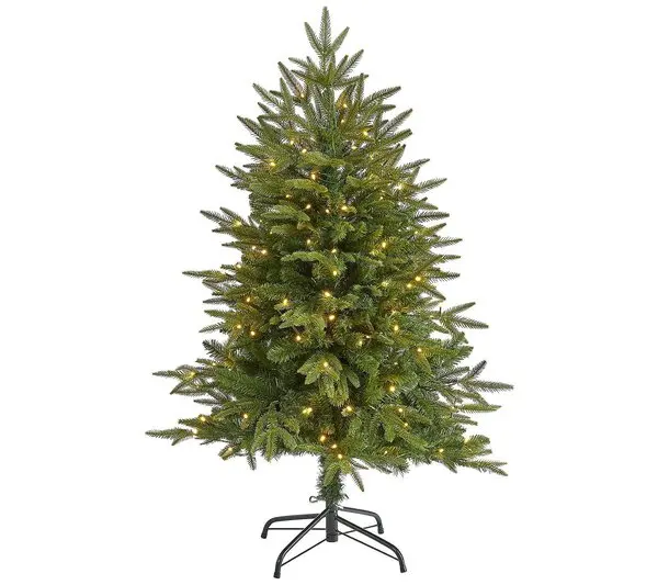 NEARLY NATURAL 4-ft Fir Christmas Tree W/150 Cl Ar Led Lights