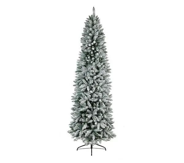NEARLY NATURAL 9' Slim Flocked Montreal Fir Art Ificial Tree