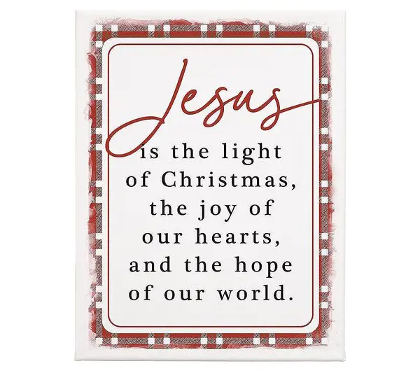 SINCERE SURROUNDINGS 17' Jesus Light Plaid, Wra Pped Canvas