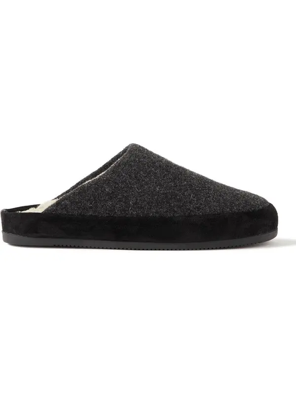 Mulo Suede-trimmed Shearling-lined Recycled-wool Slippers