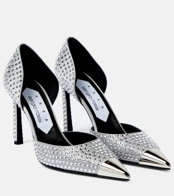 AREA Dagger Metallic Leather Pumps