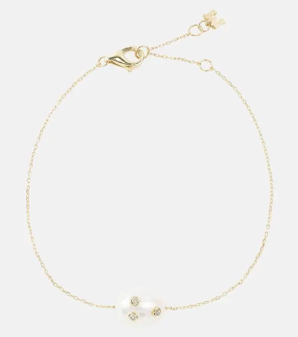 Mateo 14kt Yellow Bracelet With Baroque Pearl And Diamonds