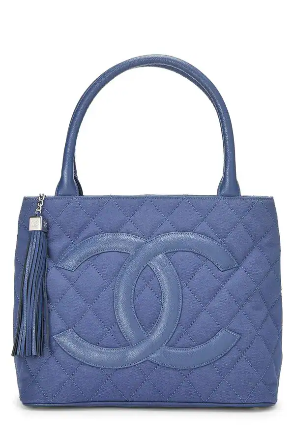 Chanel Quilted Canvas Medallion Tote - Blue | Editorialist