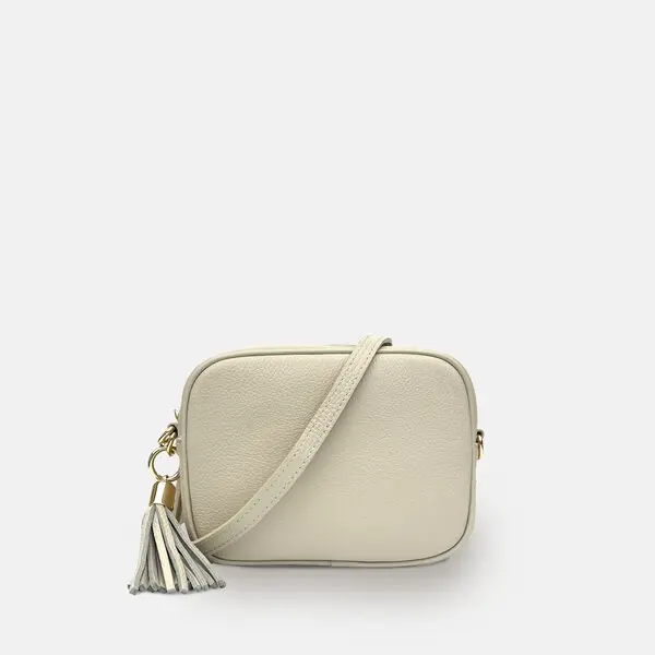 APATCHY LONDON Stone Leather Crossbody Bag - White | Editorialist