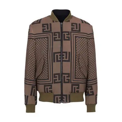 Balmain Reversible Mini Monogram Bomber Jacket - Brown | Editorialist