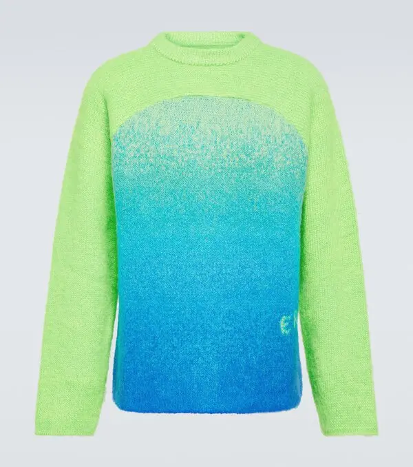 ERL Rainbow Knitted Mohair-blend Sweater - Green