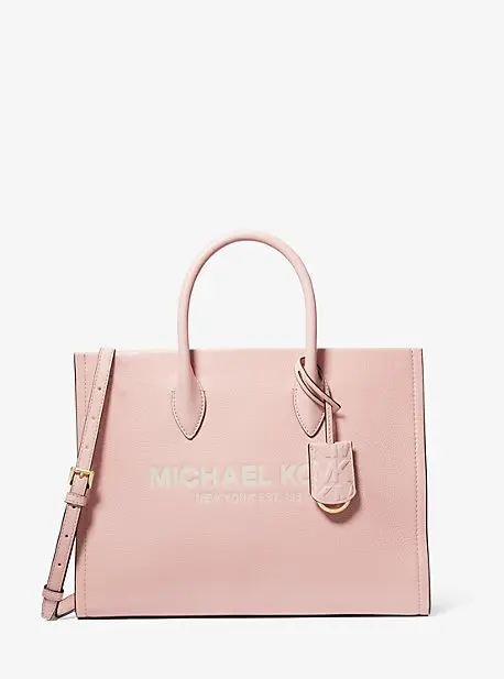 Michael Kors Mirella Medium Pebbled Leather Tote Bag - Pink | Editorialist