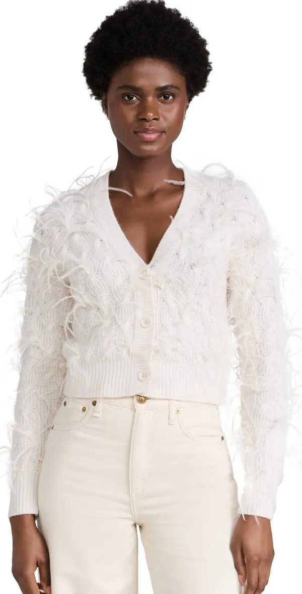 Simkhai Andres Cropped Cardigan In Ivory - 75% Off | Editorialist