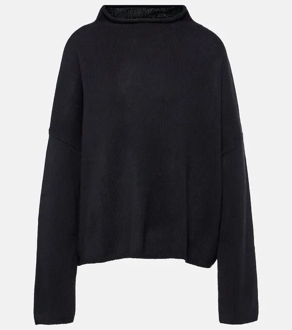 LISA YANG Sandy Cashmere Mockneck Sweater - Black
