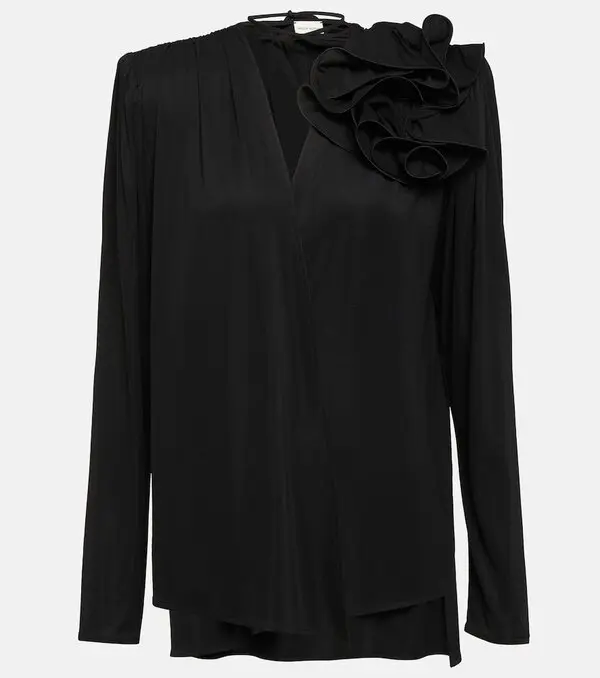 Magda Butrym Floral-appliqué Blouse - Black